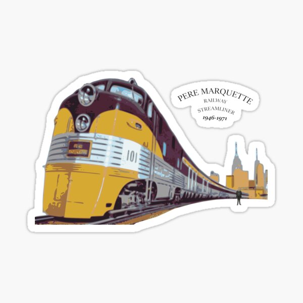 "Streamliner passenger train Pere Marquette railway-1930s" Sticker for ...