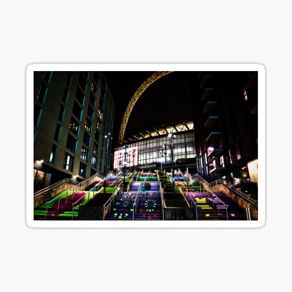 "Colourful steps to the Stadium in Wembley" Sticker for Sale by Ann ...