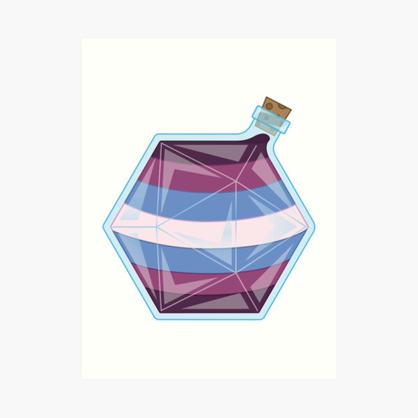 D20 Gender Nonconforming Pride Flag Potion Bottle Art Print For Sale