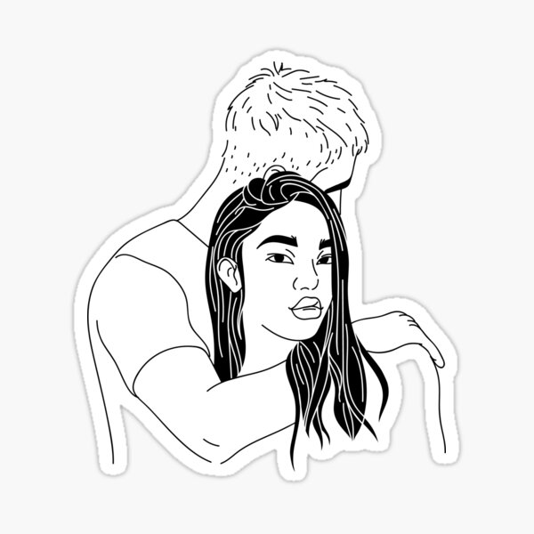 "Couple Hug Line Art" Sticker for Sale by BlackBelt8 | Redbubble