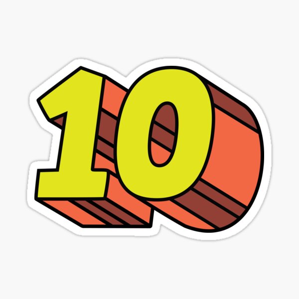 "Number ten 3D cartoon " Sticker for Sale by Planet-Pop | Redbubble