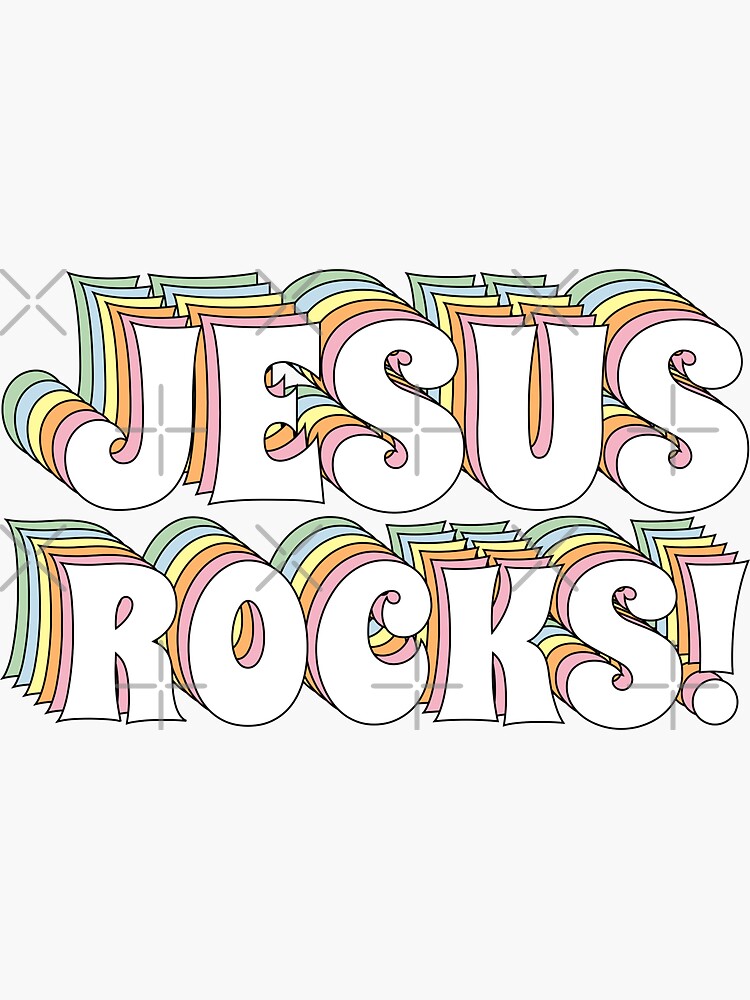 "Jesus Rocks - Groovy" Sticker for Sale by birdo-art | Redbubble