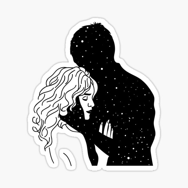 "Couple Hug Line Art" Sticker by BlackBelt8 | Redbubble