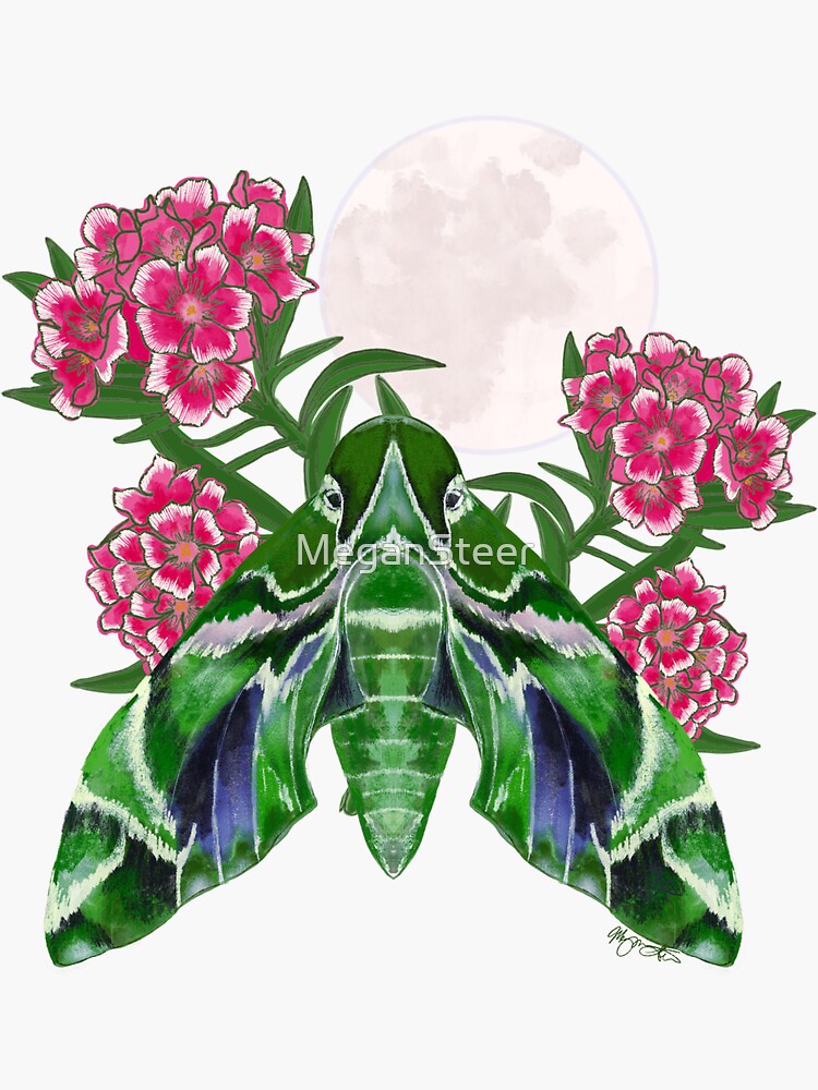 "Oleander Moth in the Moonlight--Periwinkle" Sticker for Sale by ...