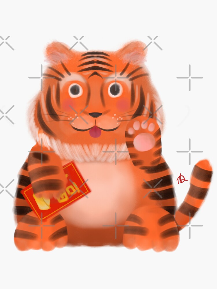 "tiger lucky cat" Sticker for Sale by mangosteeny | Redbubble