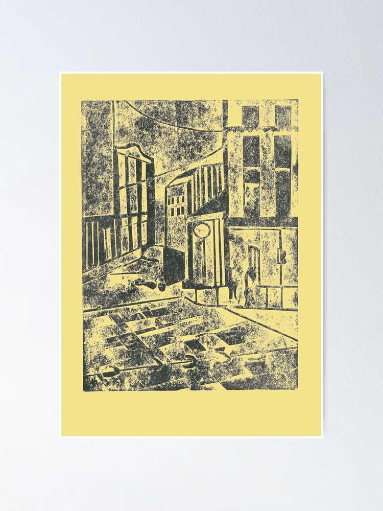 "Grunge Mustard Etching Estamp Graphics Architecture Road" Poster for ...