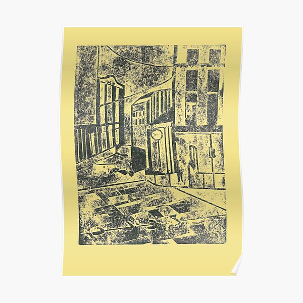 "Grunge Mustard Etching Estamp Graphics Architecture Road" Poster for ...
