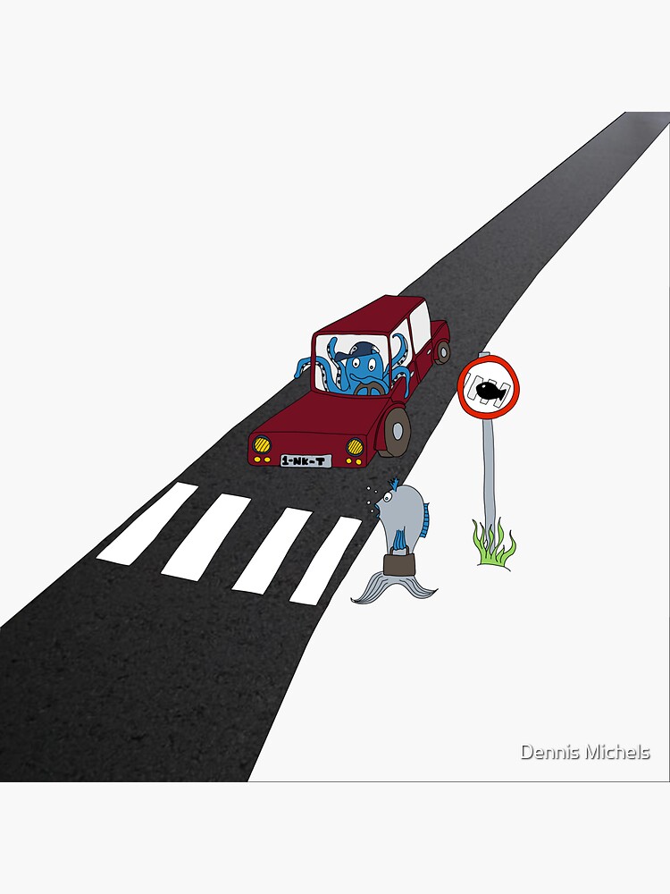 "Fish Crossing" Sticker by Plaatjes | Redbubble