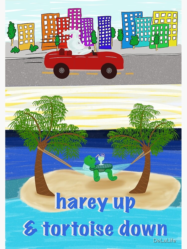 Lámina fotográfica «La tortuga y la liebre: una obra de arte de un juego de palabras» de ...