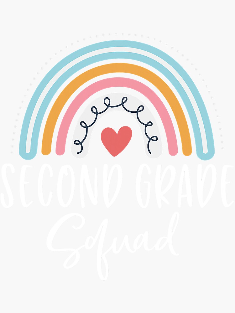 "Second Grade Squad Cute Rainbow Heart" Sticker by frank3826 | Redbubble