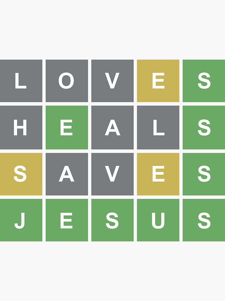 "Wordle - Loves, Heals, Saves, Jesus" Sticker for Sale by vivianby ...