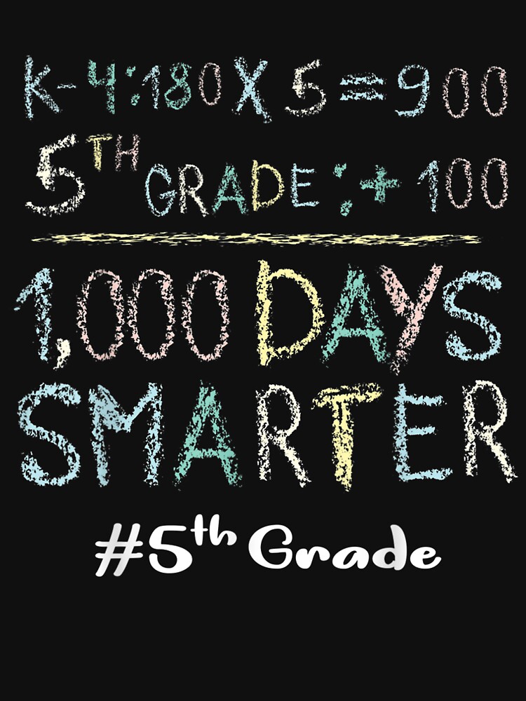 "Fifth Grade Teacher 1000 Days Smarter 100 Days Of School" T-shirt for ...