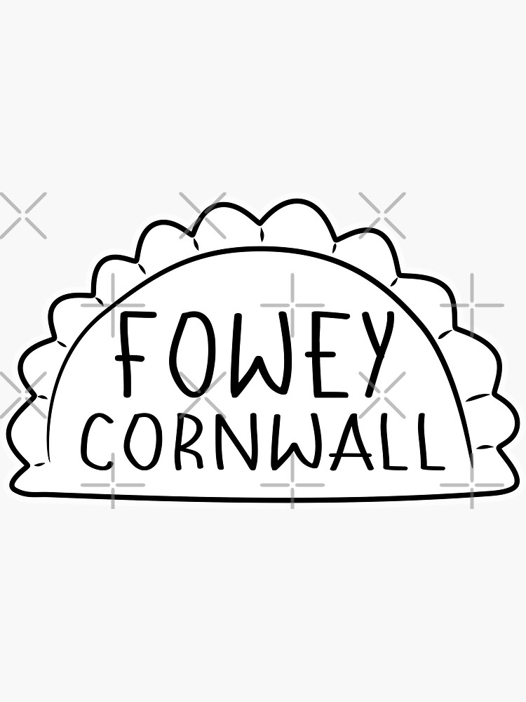 "Fowey Cornwall England UK Cornish Pasty White Black" Sticker for Sale ...