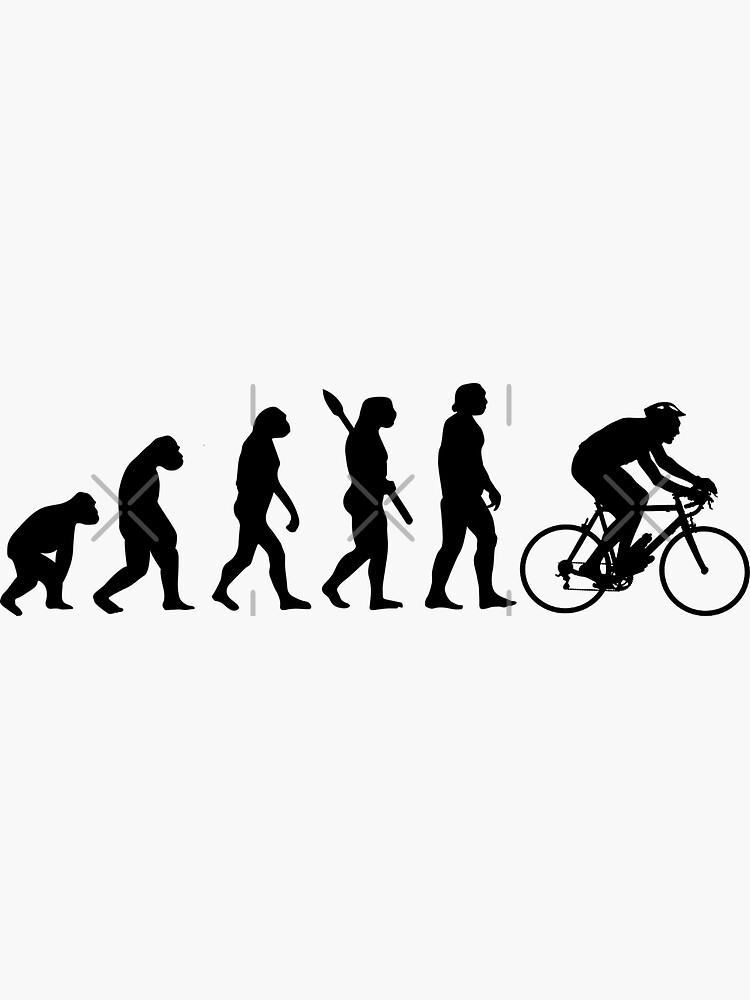 "Human evolution of cycling" Sticker for Sale by dreamhustle | Redbubble