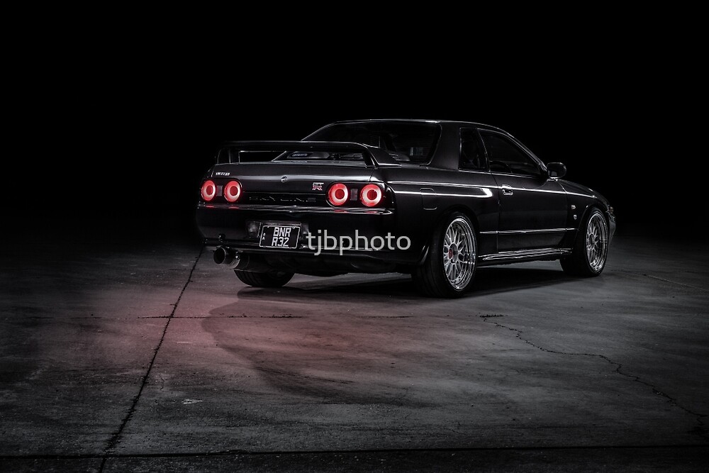 "Black R32 Nissan Skyline GTR - Lightpainted" by tjbphoto | Redbubble