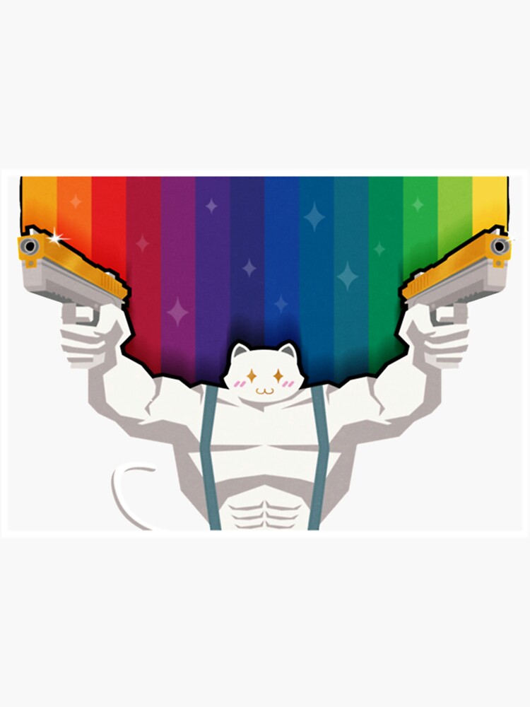 "Colorful Meowscles " Sticker for Sale by WillyandWadezz | Redbubble