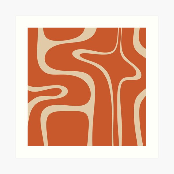 "Copacetic Retro Abstract in Mid Mod Burnt Orange and Beige" Art Print ...