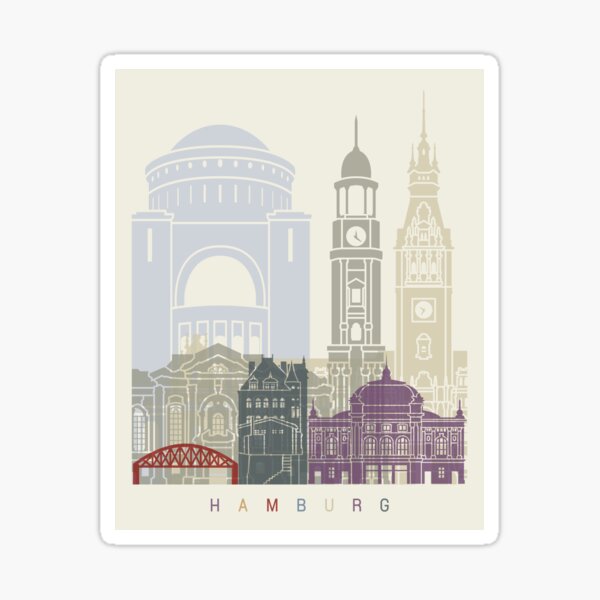 "hamburg skyline poster" Sticker for Sale by paulrommer | Redbubble