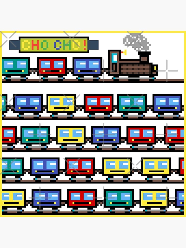 "Quiet Train Journey Mountain Snow- Pixel Art Patterns" Art Print for ...