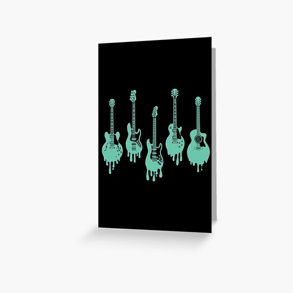 "Dripping Guitars and Bass Surf Green Color" Greeting Card by ...