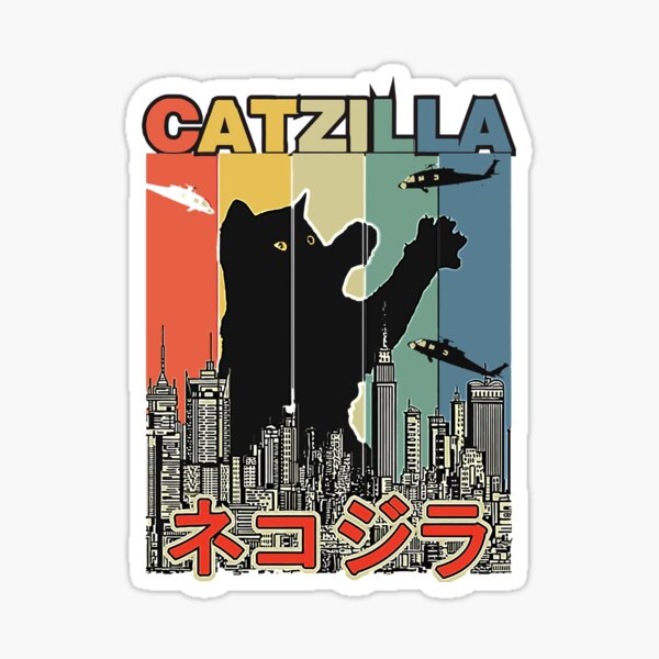 "Catzilla Japanese Vintage Essential T-Shirt.png" Sticker by ...