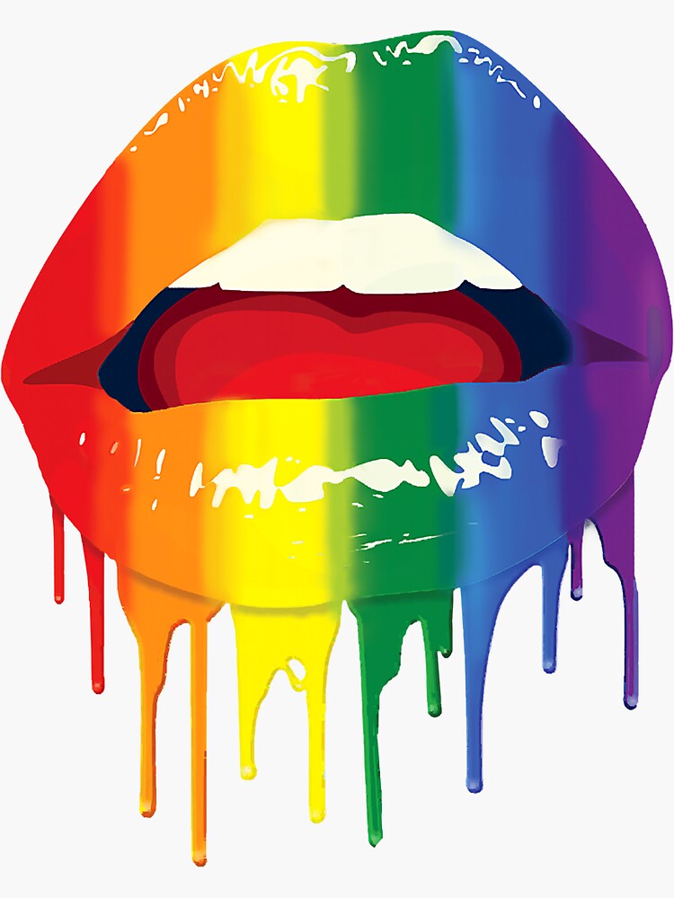 Dripping Lips Pride Lgbt Gay Love Sticker By Giantlean1778 Redbubble