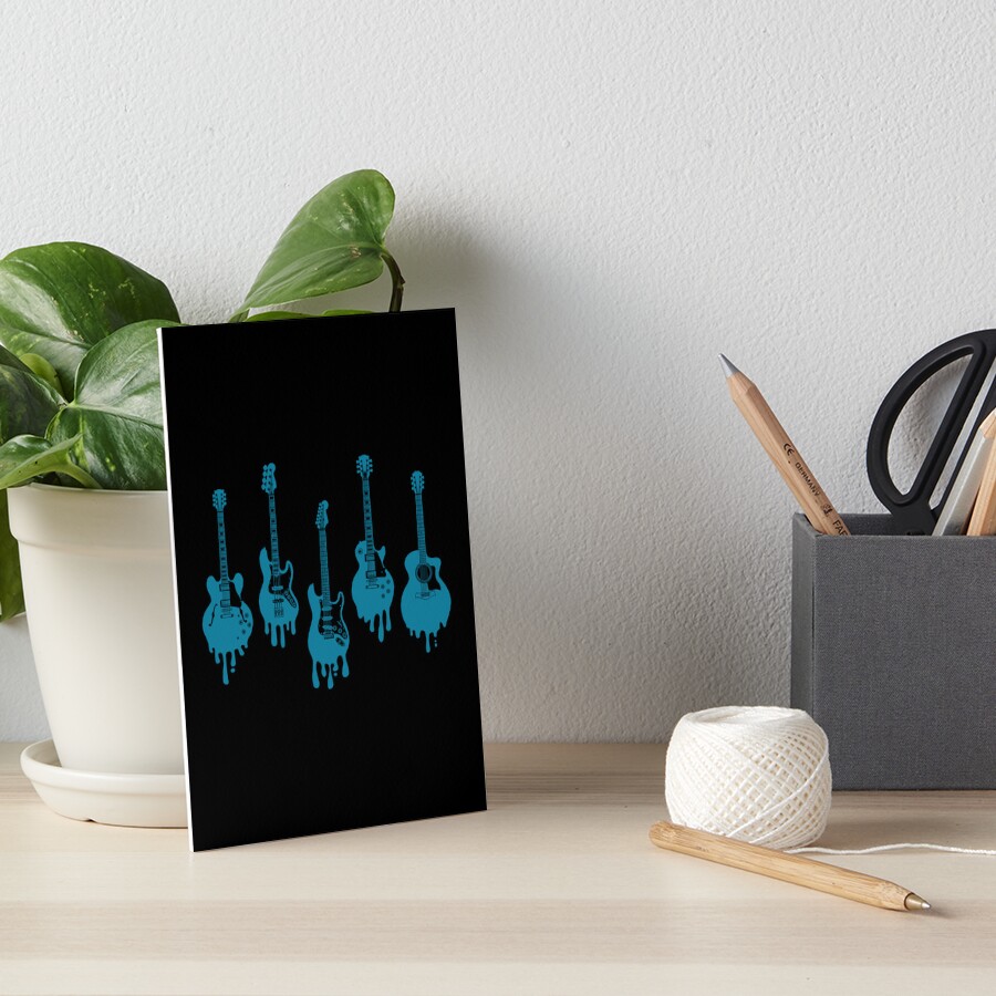 "Dripping Guitars and Bass Teal Blue Color" Art Board Print by ...