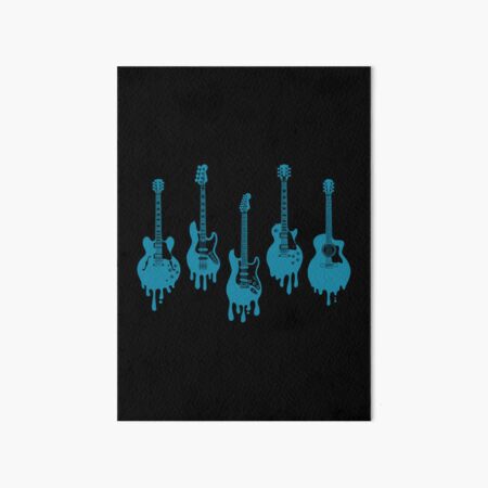 "Dripping Guitars and Bass Teal Blue Color" Art Board Print by ...