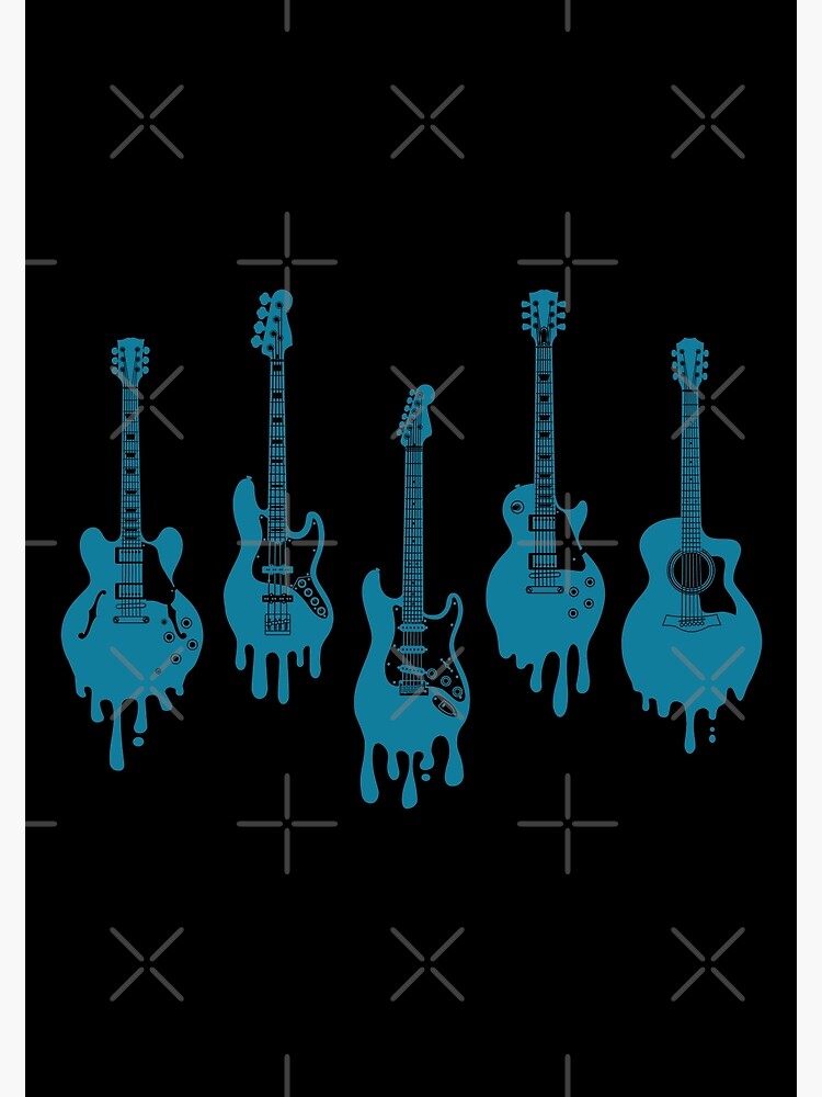 "Dripping Guitars and Bass Teal Blue Color" Photographic Print for Sale ...