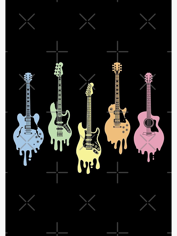 "Dripping Guitars and Bass Pastel Colors" Poster for Sale by ...