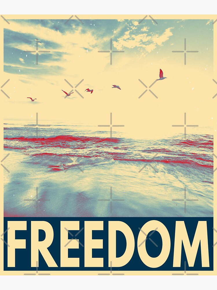 "Freedom Birds Flying Over The Sea (Vintage Retro Iconic Poster Design ...