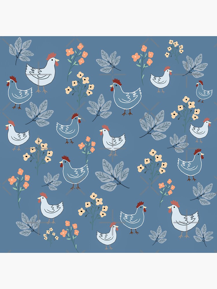 "CUTE CHICKEN FLOWERS SEAMLESS ART" Sticker by sentha | Redbubble