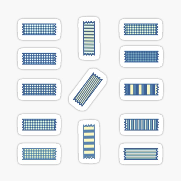 "Cute steel blue and yellow washi tapes sticker pack" Sticker by sara ...
