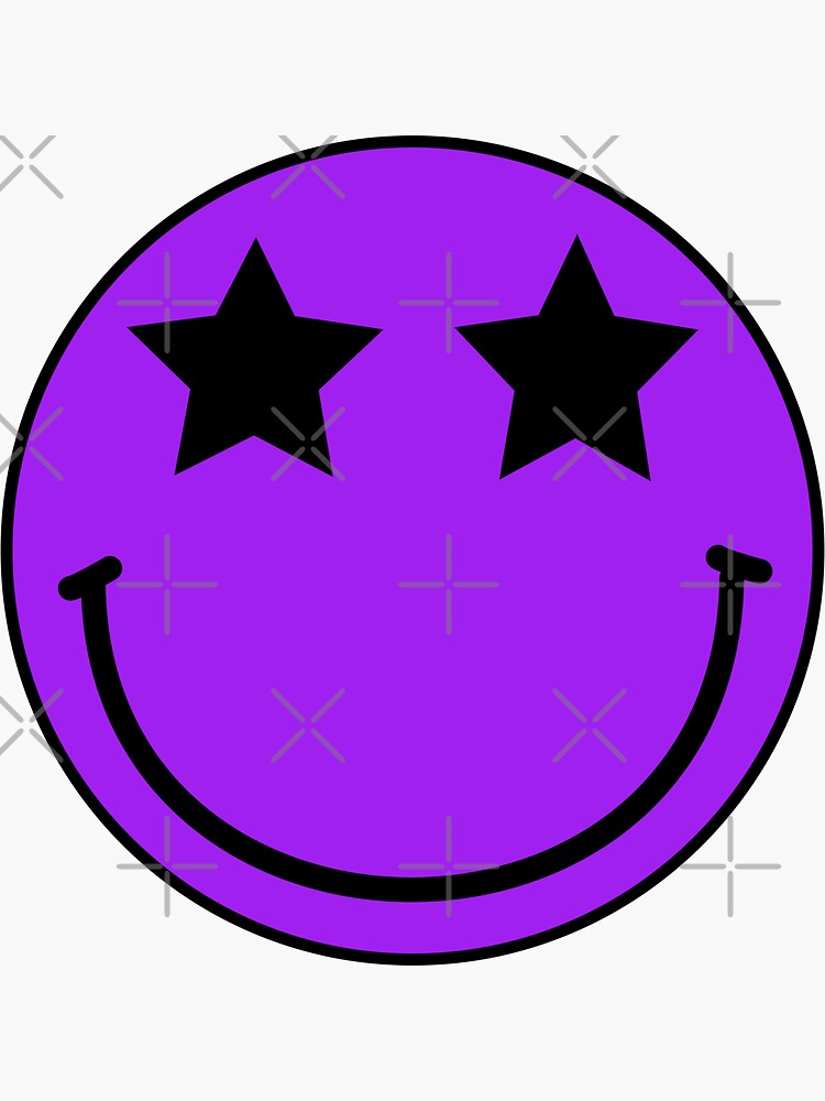 "Purple Star Smiley Face " Sticker for Sale by ps-designnart | Redbubble