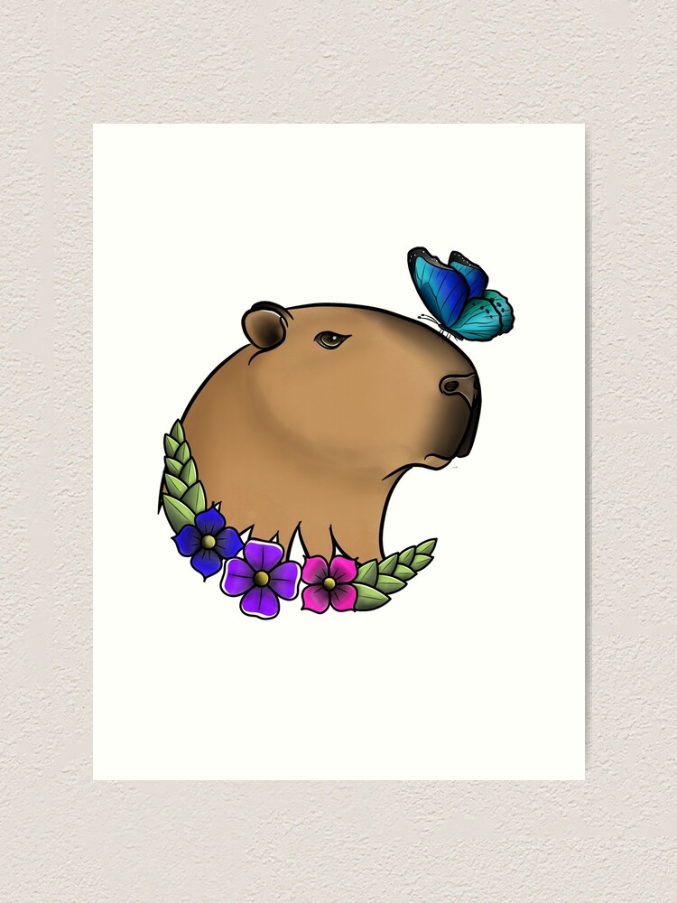 "old school capybara-color" Art Print for Sale by nathalialanne | Redbubble