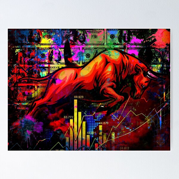 "Wall Street Bull Pop Art Trader Motivation Stock Market" Poster for ...
