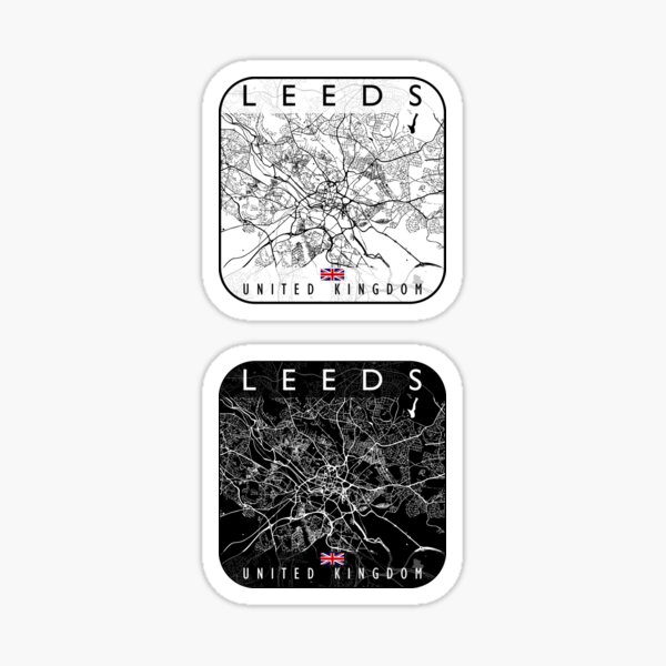 "LEEDS MAP UNITED KINGDOM Sticker Pack" Sticker by hatimelhag | Redbubble