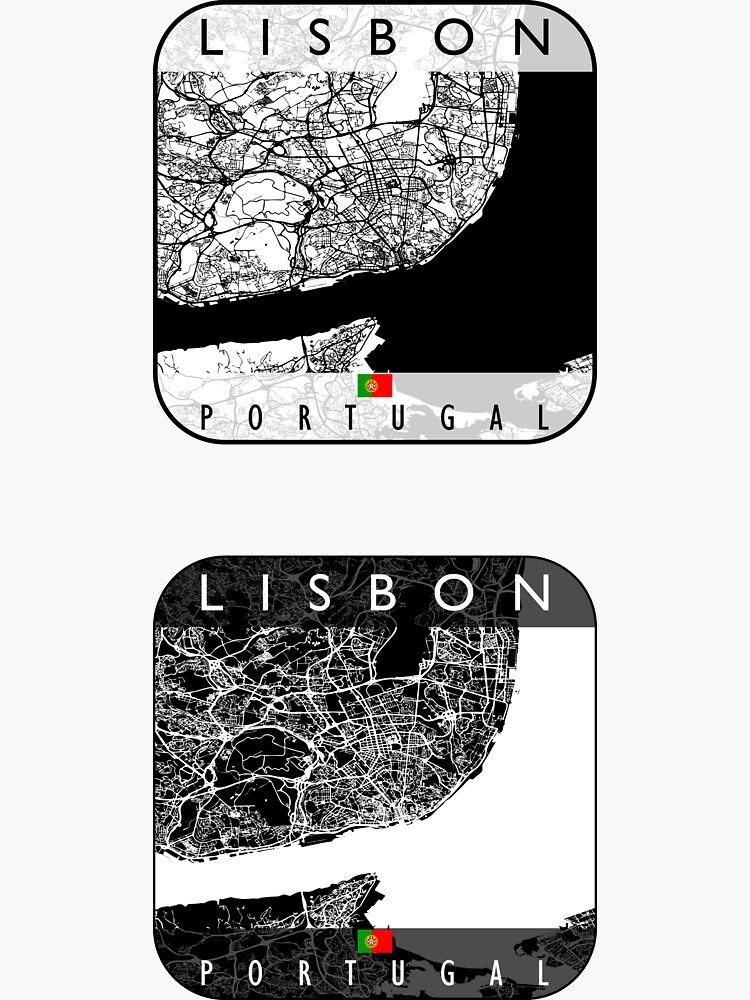 "LISBON MAP PORTUGAL Sticker Pack" Sticker by hatimelhag | Redbubble