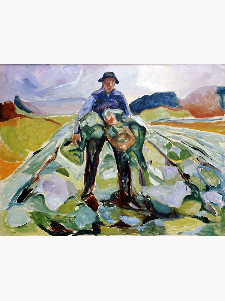 "Munch Man in the Cabbage Field Mannen i kålåkeren" Sticker by ...