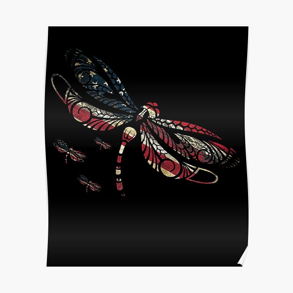 "USA Flag dragonflies" Poster by mahamodulrony | Redbubble