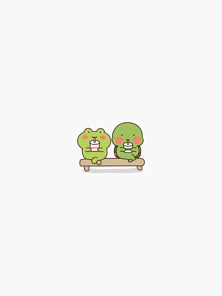 "Snack break frog and turtle" Sticker for Sale by frischfrosch | Redbubble