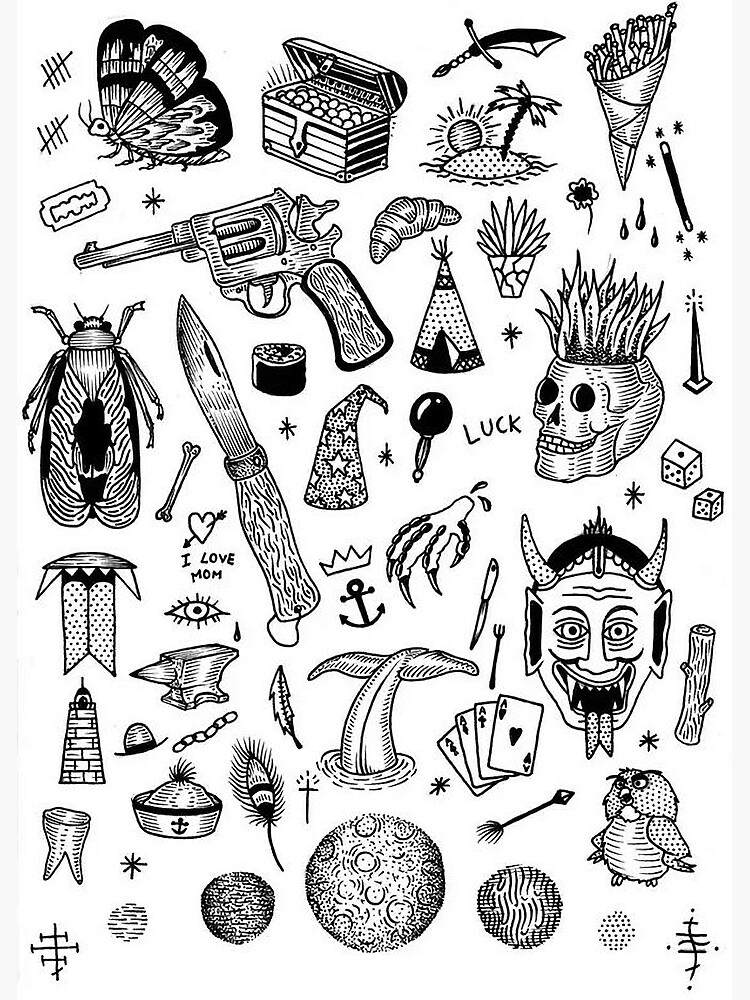 Lámina fotográfica «Old school, mariposa, calavera, fotografías en ...