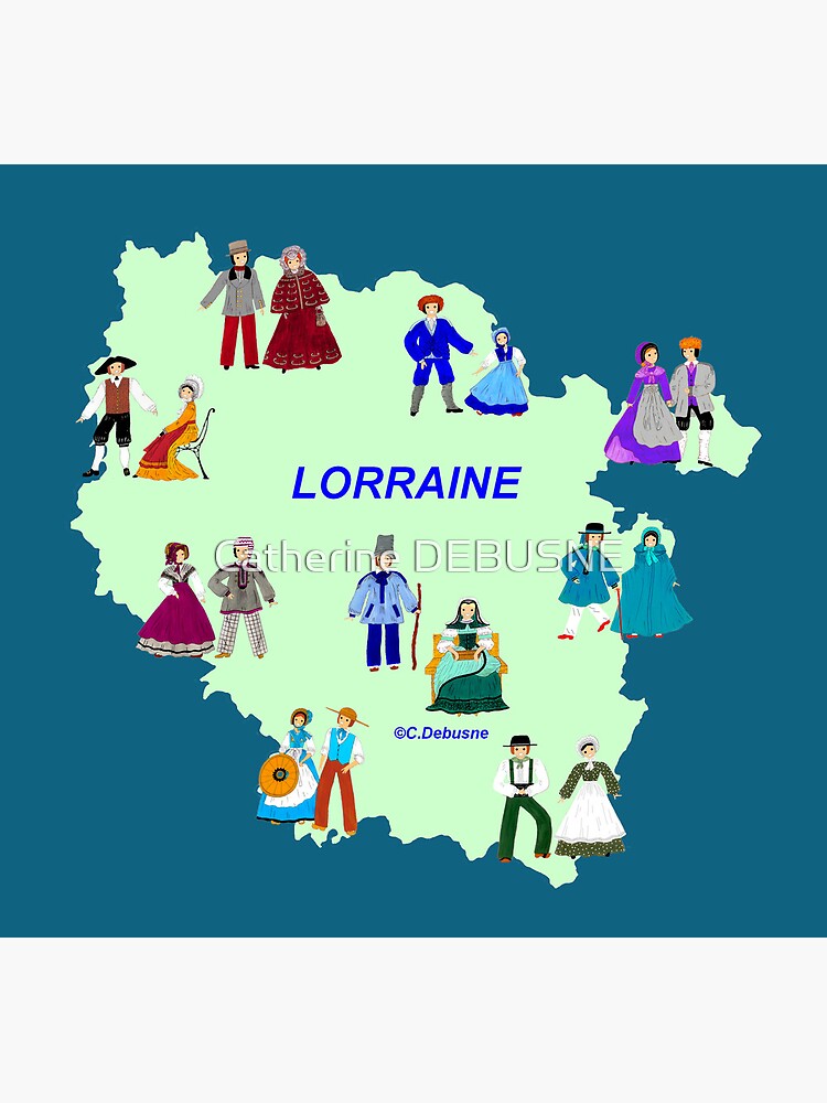 Lámina fotográfica «Mapa de Lorena y sus trajes» de Folklore | Redbubble