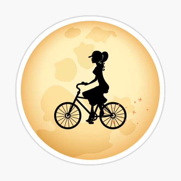 "Moon girl ridings a bicycle- cute stylish design for girls " Sticker ...