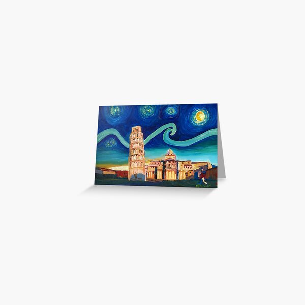 "Starry Night in Pisa with Leaning Tower and Van Gogh Inspirations ...