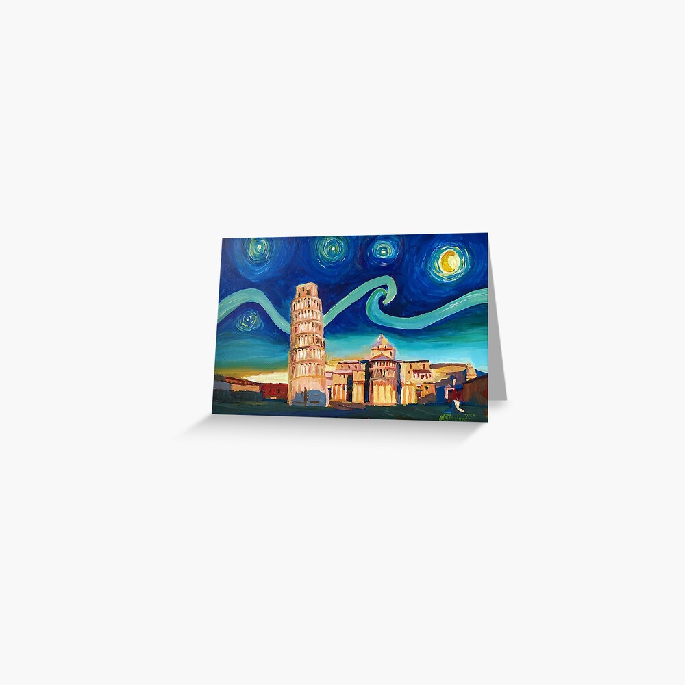 "Starry Night in Pisa with Leaning Tower and Van Gogh Inspirations ...