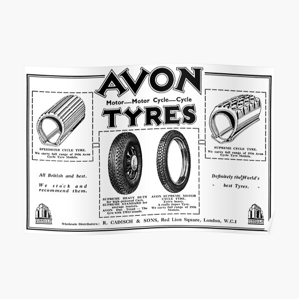 "Vintage Avon Tyres advert" Poster by Scenebyrail | Redbubble