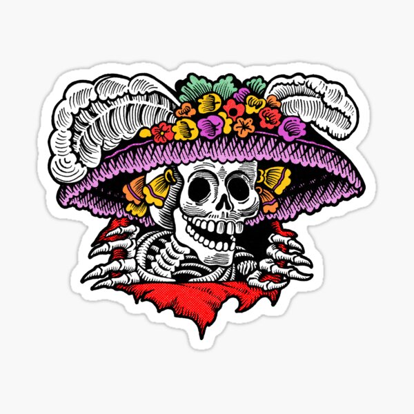"Calaca Pop No.1. La Catrina. Day of the dead. Mexico" Sticker for Sale ...