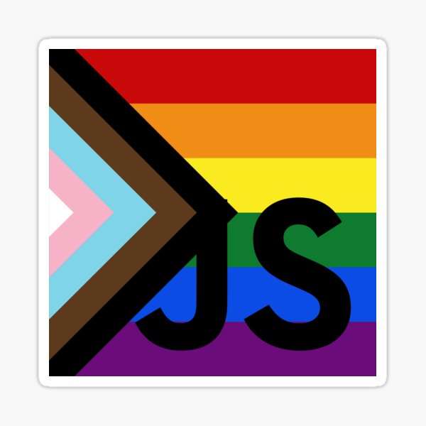 "JavaScript logo w/ diverse pride flag" Sticker for Sale by queerbit ...