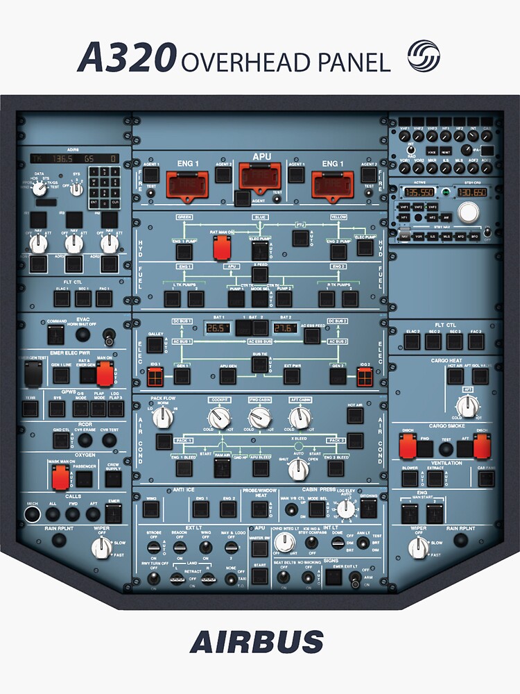 "AIRBUS A320 OVERHEAD PANEL" Sticker by Ljubo339- | Redbubble